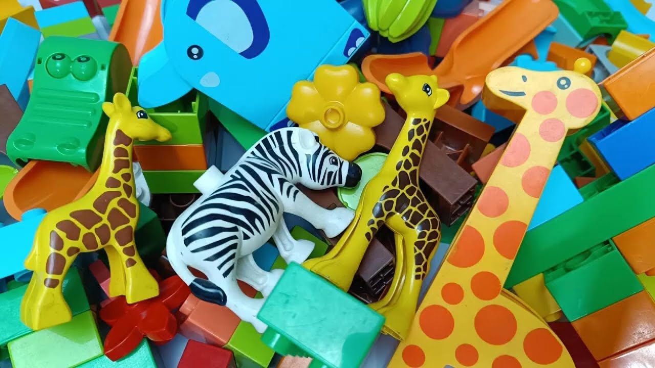 Satisfying Building Blocks ASMR Marble Run Slide Animals fun Elephant ...