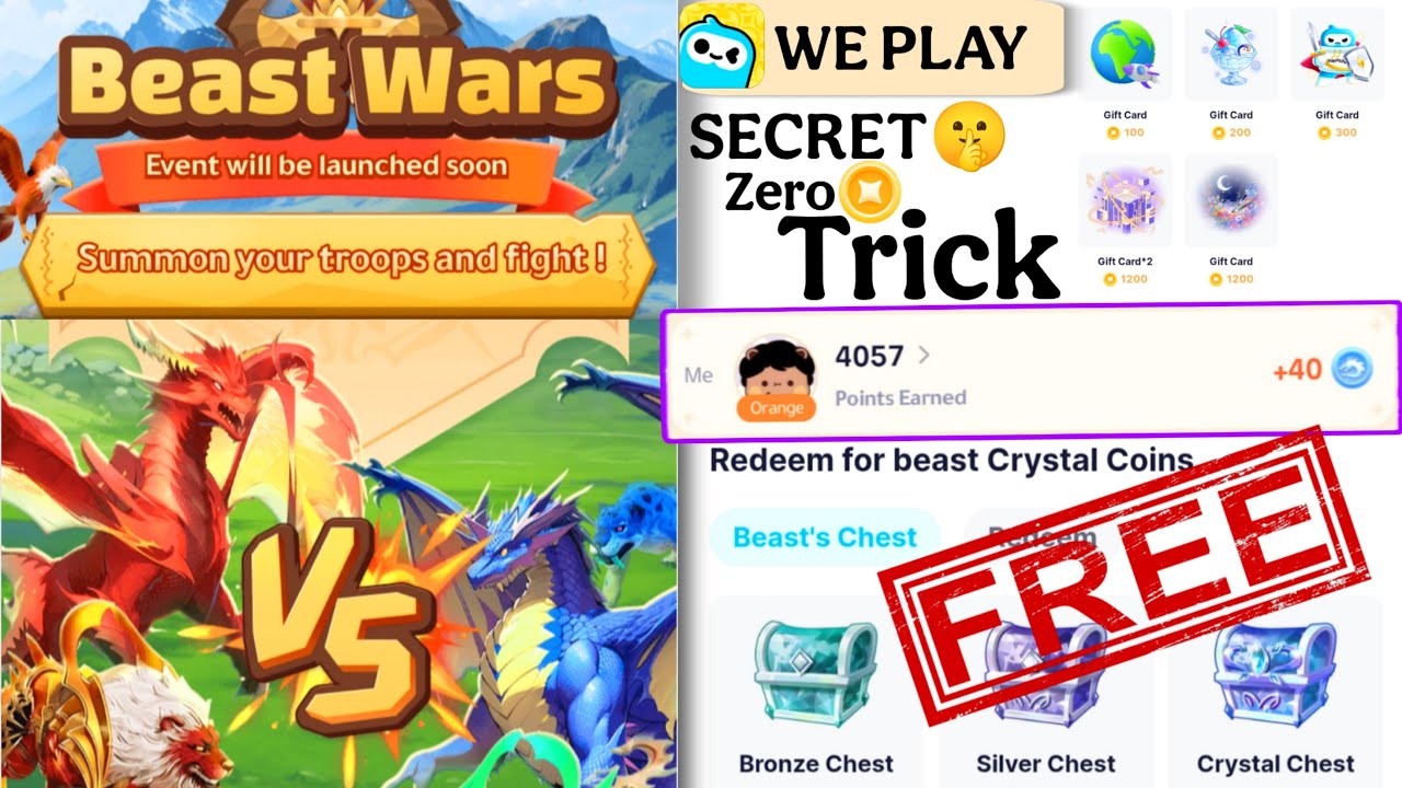 Beast wars I Weplay | Secret trick - Get Free Beast Coins & Gift Cards ...