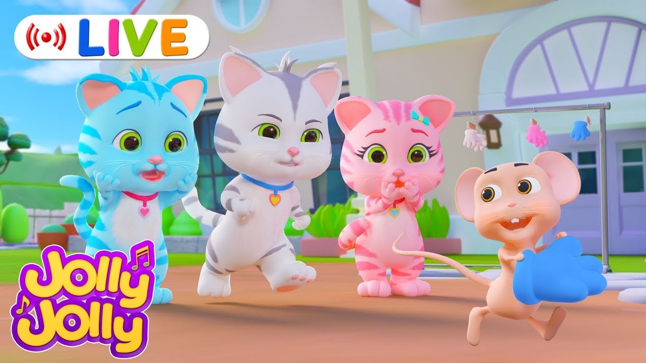LIVE🔴Three little kittens, Five little ducks + More | Jolly Jolly ...
