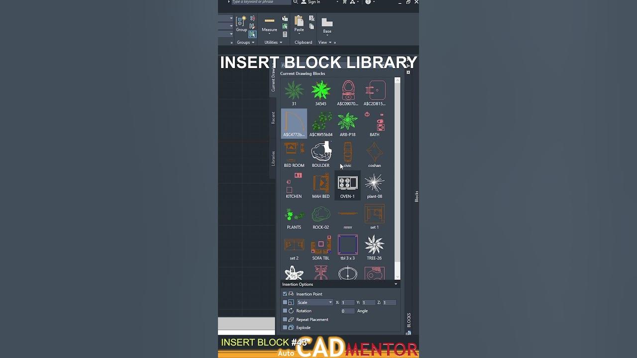 Insert block Library #43 | AutoCAD tutorial for beginners | AutoCAD ...