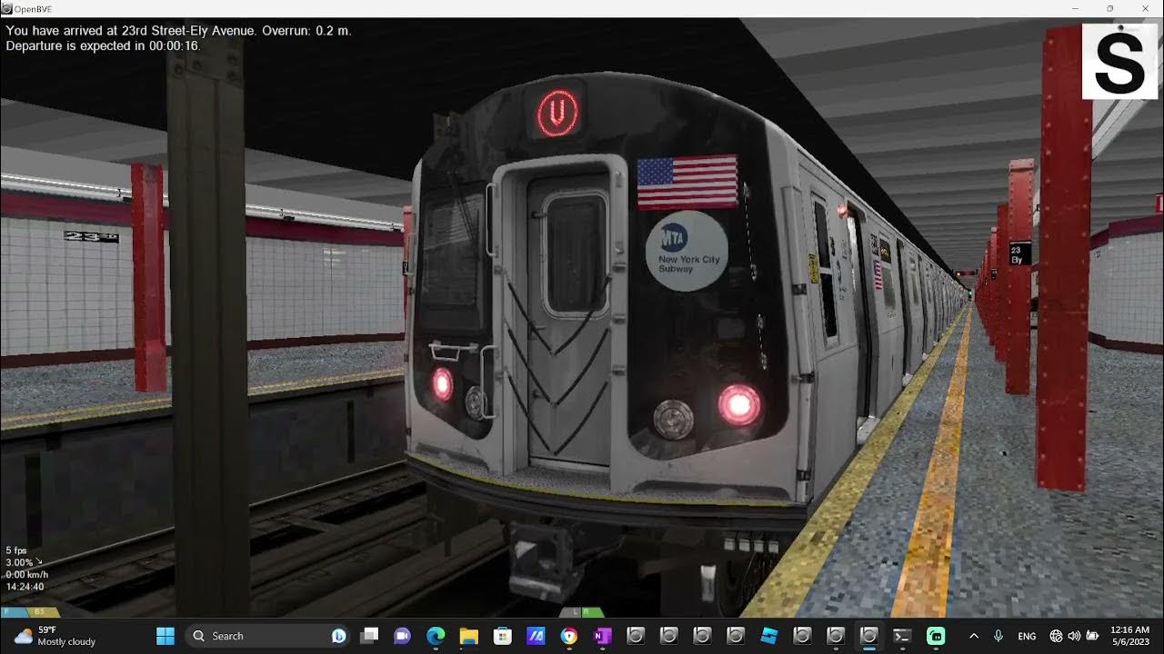 Openbve 2022 3d R160B Siemens V train Arriving & Departing at 23rd Street-Ely Avenue - YouTube
