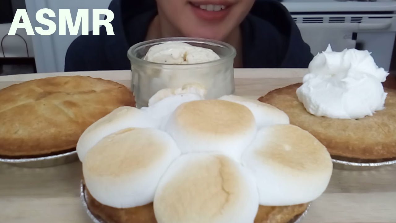 ASMR Apple Pie, Blueberry Pie, Pumpkin Pie | EATING SOUNDS (No Talking ...