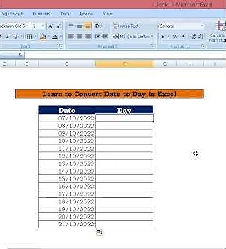How to Convert Date to Day in Excel forquick and easy reference - YouTube