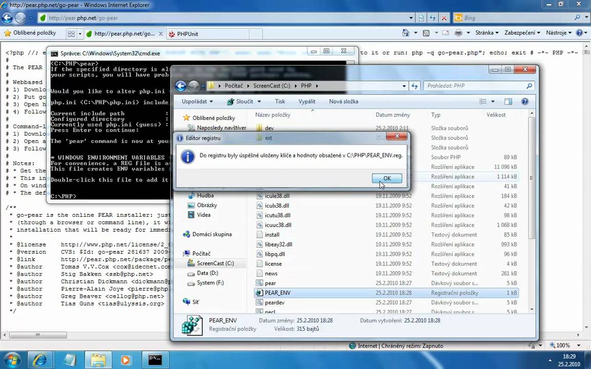 Instalace/Zprovoznění PEAR+PHPUnit (Windows 7/Vista/2008/2008R2 + PHP5 ...
