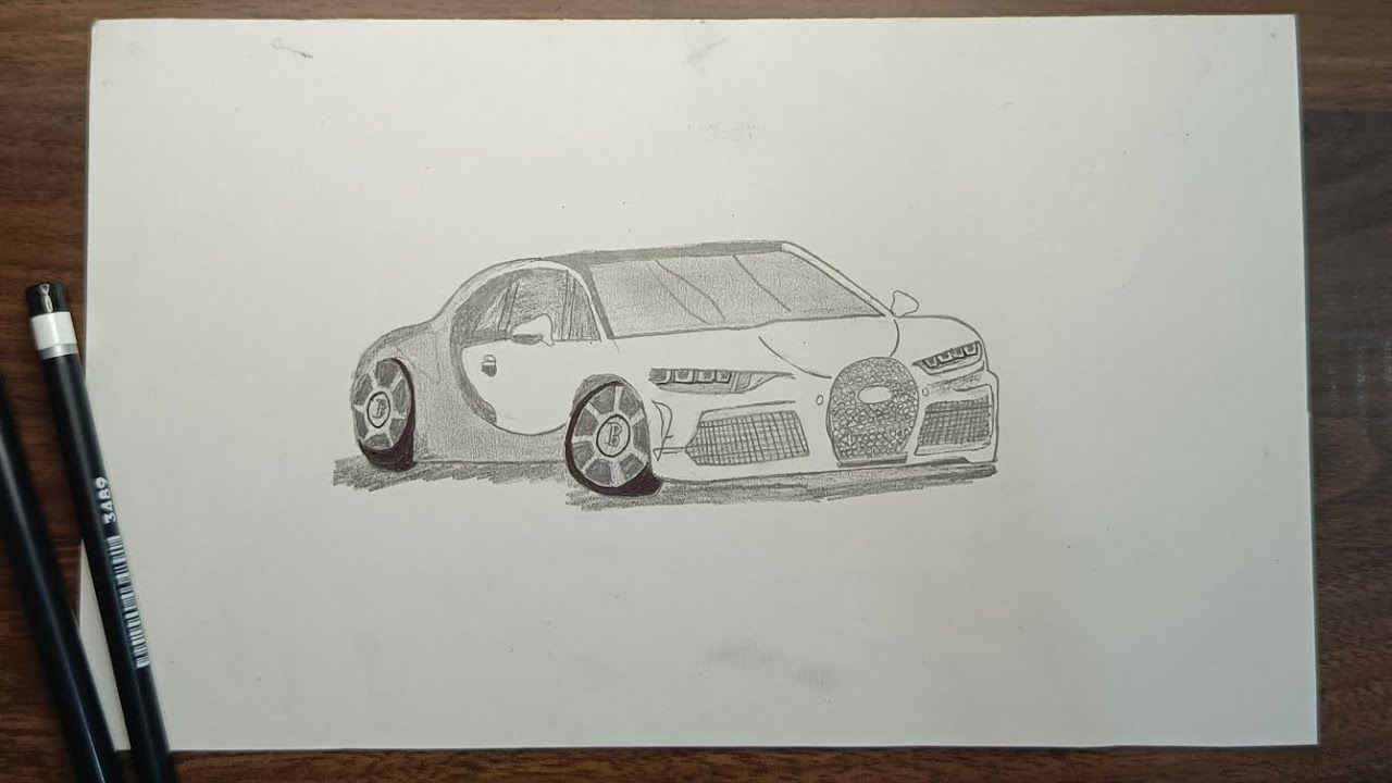 Bugatti Car Drawing With Simple Steps | Bugatti Chiron | Sports Car ...
