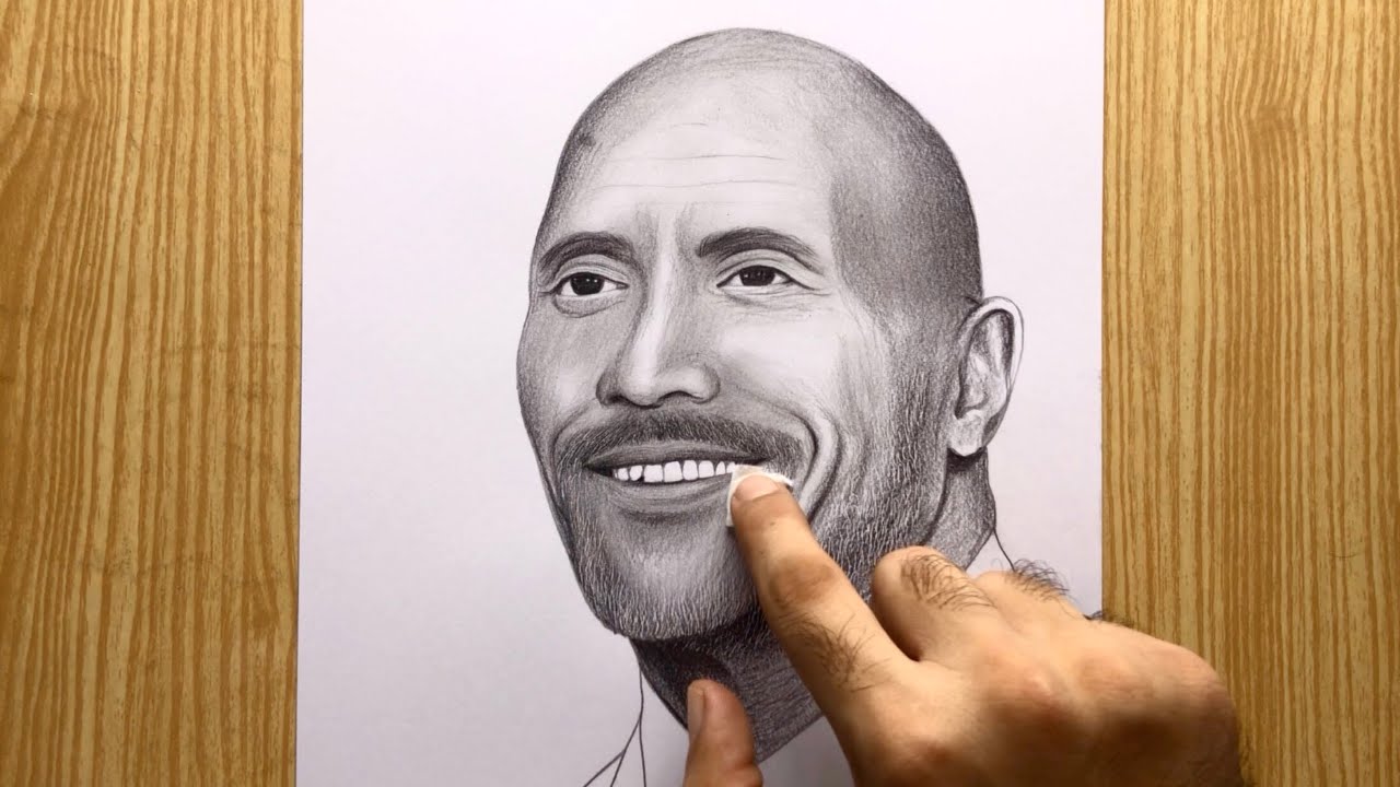 Drawing Dwayne Johnson | The Rock (Dwayne Johnson) Hyper Realistic ...
