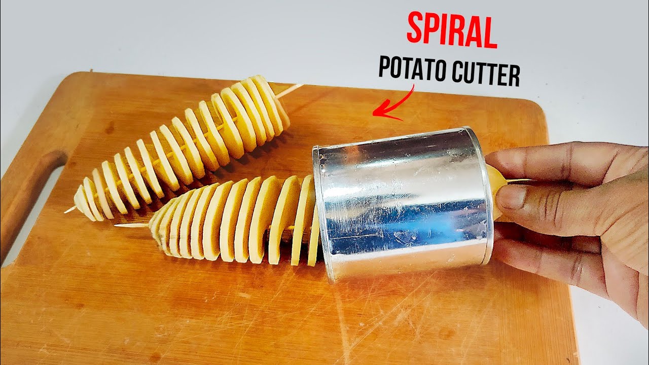 How to Make Spiral Potato Cutter || Spring Potato Machine || DIY Potato ...