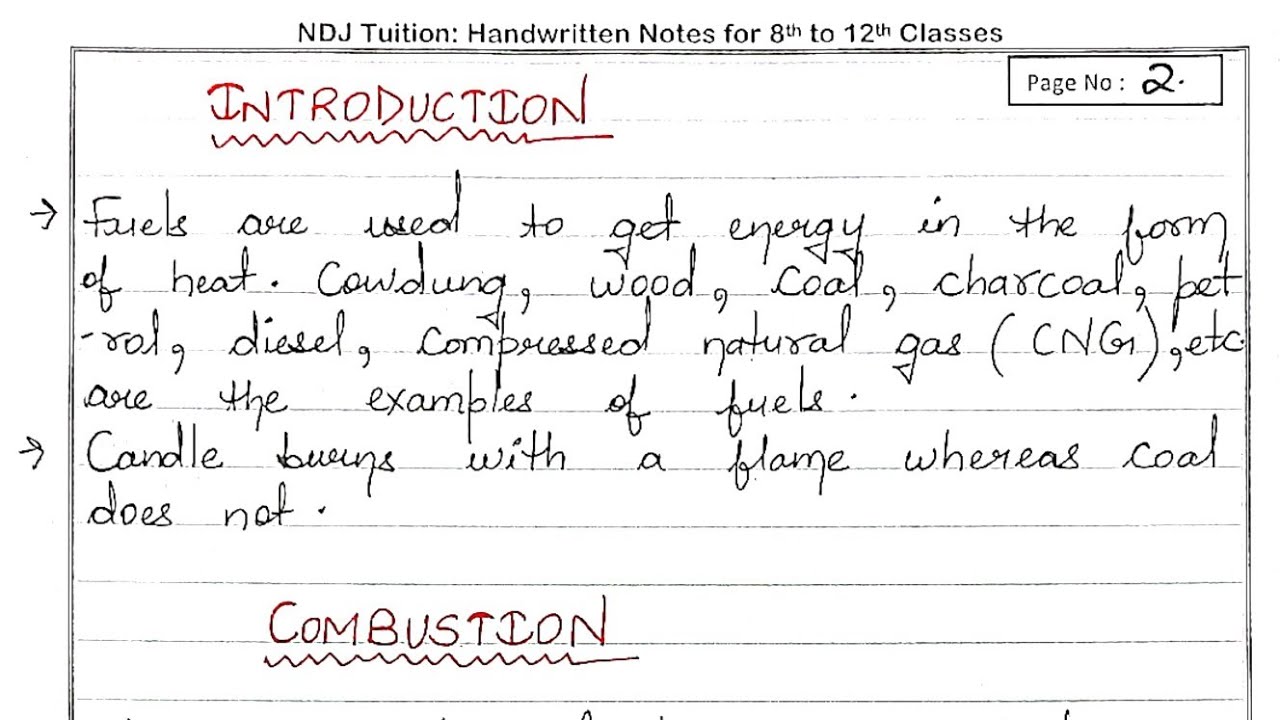 Combustion And Flame Notes | 8th Science Handwritten Notes - YouTube