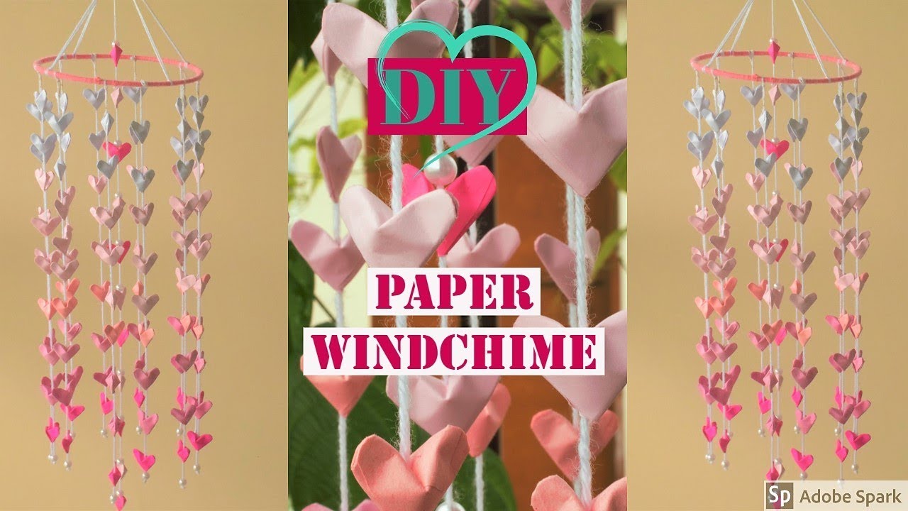 DIY | PAPER HEART WIND CHIME | paper craft ideas - YouTube