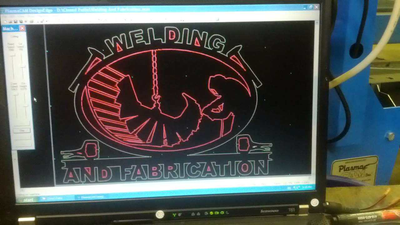 CNC plasma table cutting out welding sign - YouTube