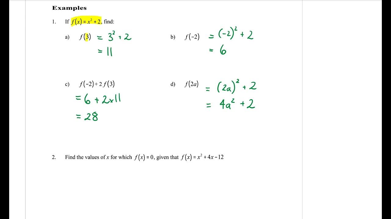 Year 11 Adv Functions and Graphs 1 - Function notation - YouTube