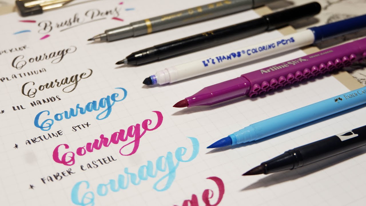 Testing Different Brands of Brush Pens │Calligraphy - YouTube