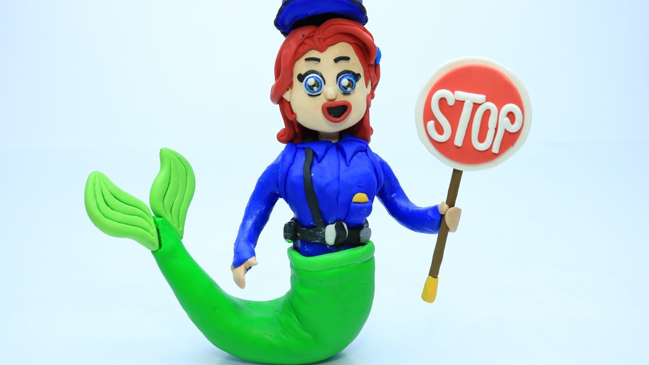 The little mermaid acts as traffic police - Play Doh Stop Motion ...