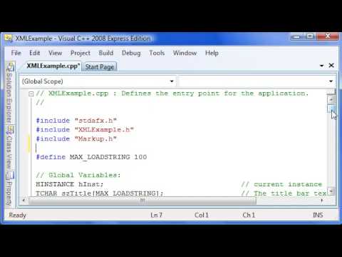 Visual C++ 2008 Express XML demo of CMarkup C++ XML parser - YouTube