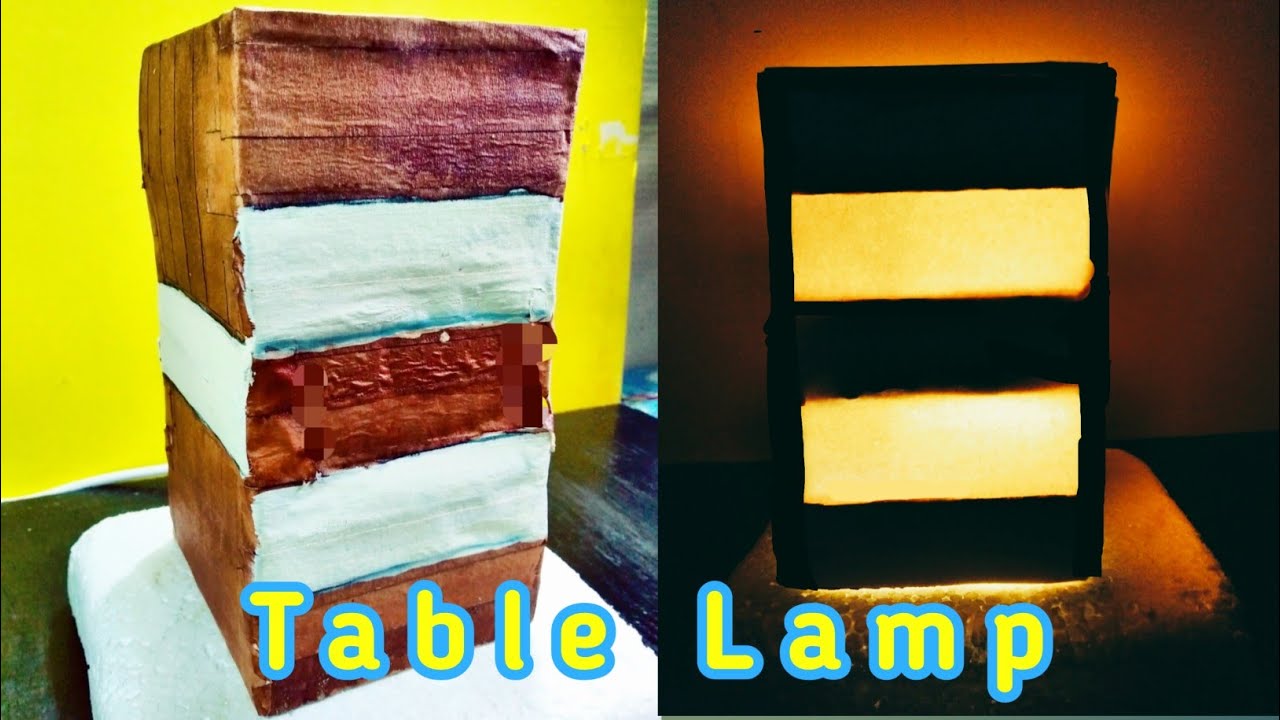 How To Make Table Lamp At Home #withme || Cardboard Crafts Light crafts ...