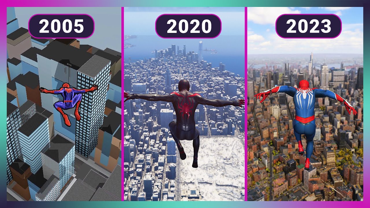 Jumping From The Highest Points In Spider-Man Games (2001 - 2023) - YouTube