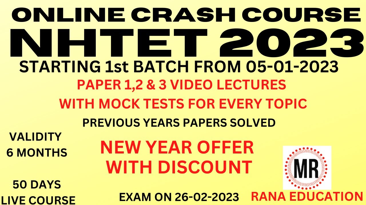 NHTET 2023 Complete Course live classes, NHTET Previous years question ...