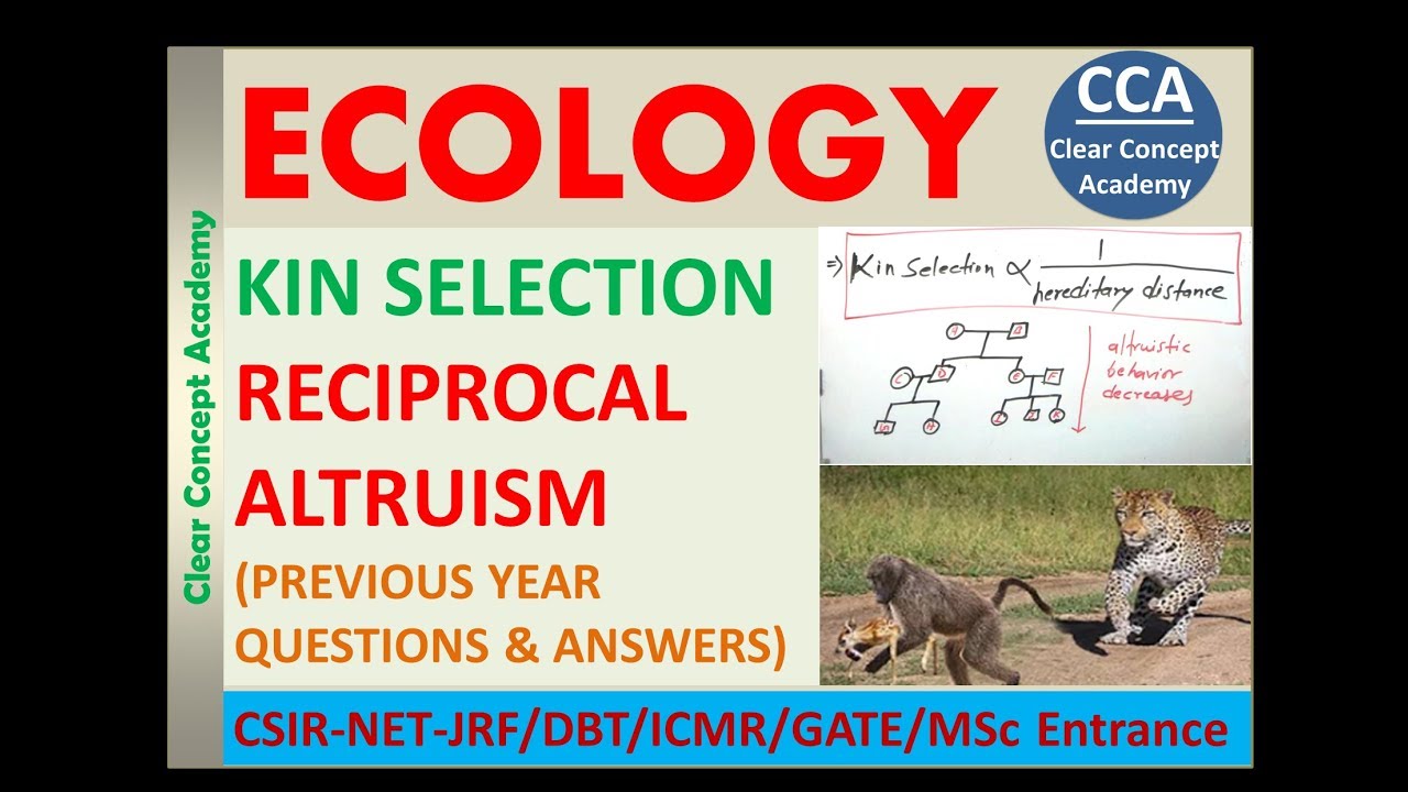 kin selection and Reciprocal altruism/Ecology/Life science/CSIR-UGC-NET ...