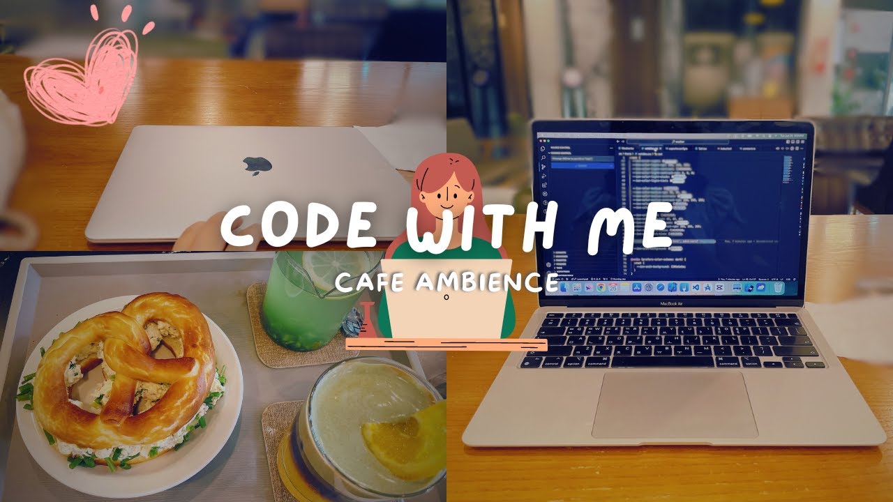 [1 HOUR] code with me with bagels🥯 at a cozy cafe ☕️ - YouTube