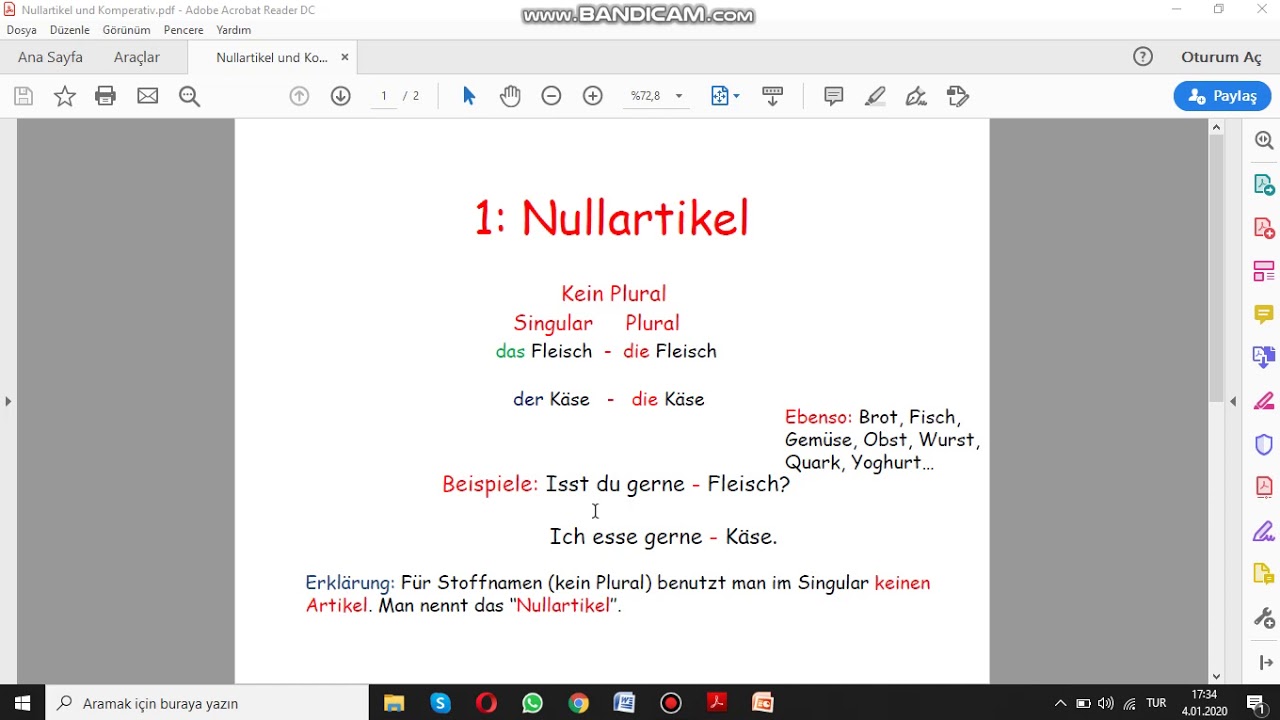 Almanca Gramer - Nullartikel - Positiv - Komperativ - Superlativ - YouTube