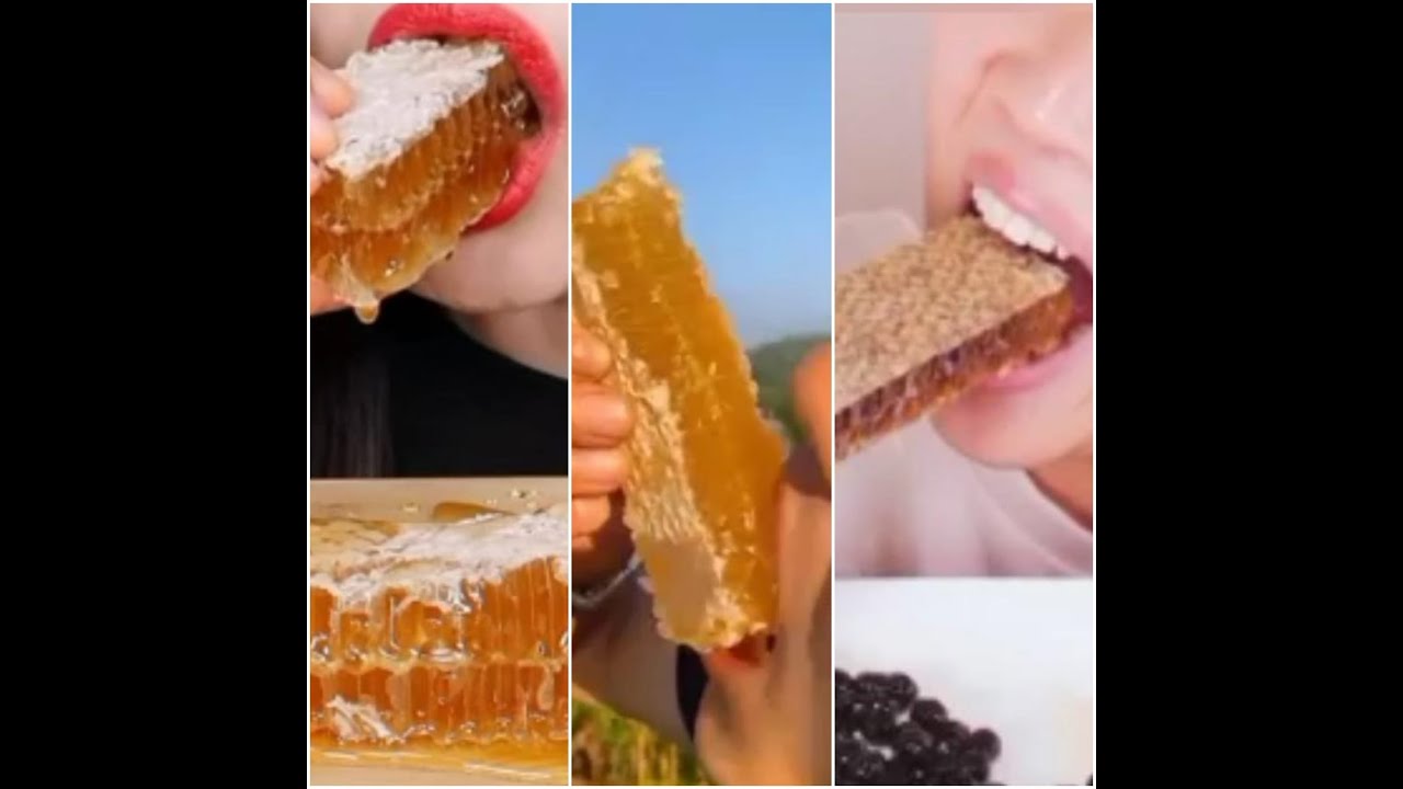 ASMR COMIENDO PANAL DE MIEL DE ABEJA🐝🍯 EAT HONEY BEE🐝🐝吃蜜蜂 🐝🐝HONIGBIENE ...