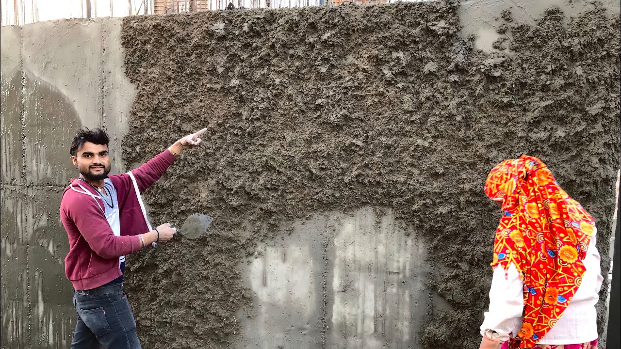 RCC Wall Plastering Water एक घण्टे में 160 फूट प्लास्टर कैसे किया जाता ...