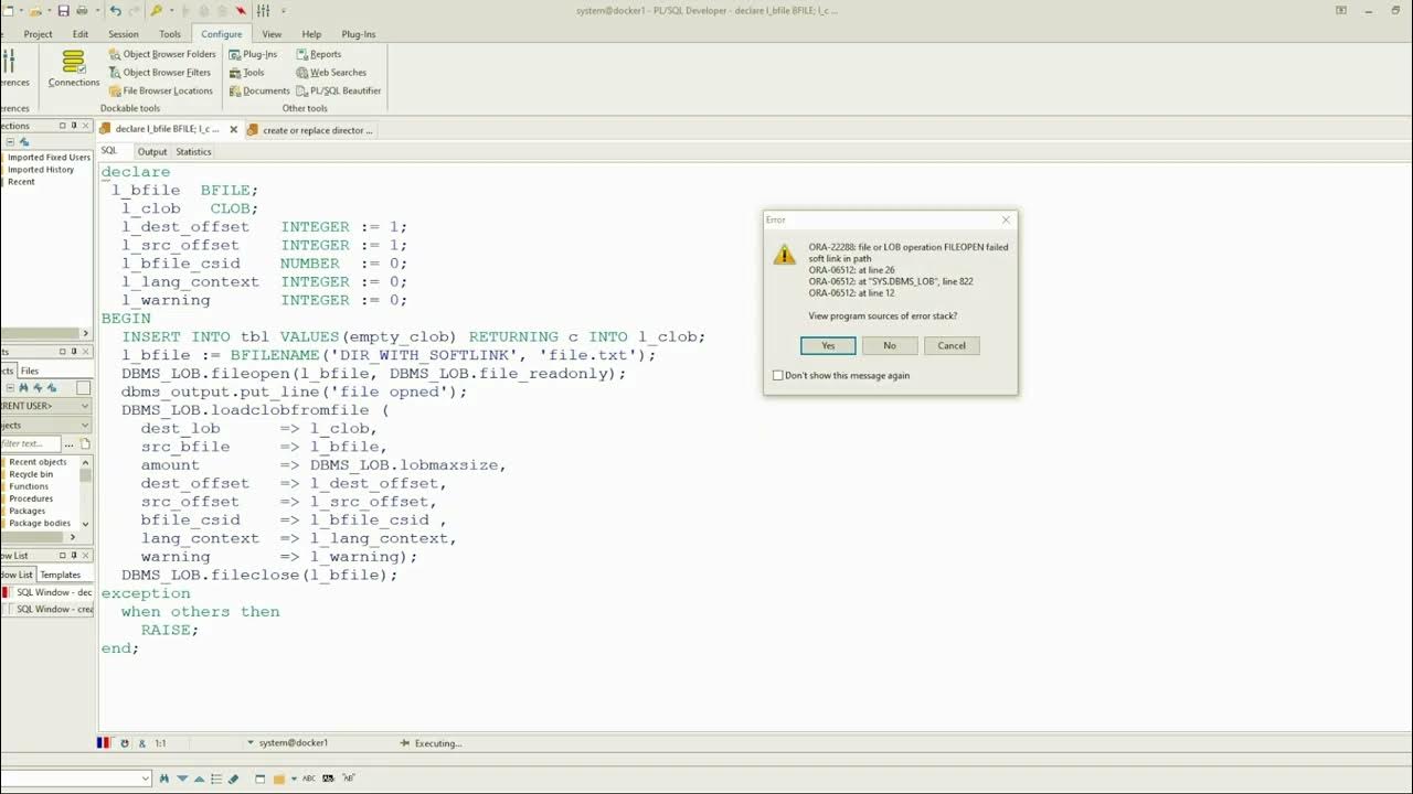 ORA-22288 file or LOB operation FILEOPEN failed soft link in the path - YouTube