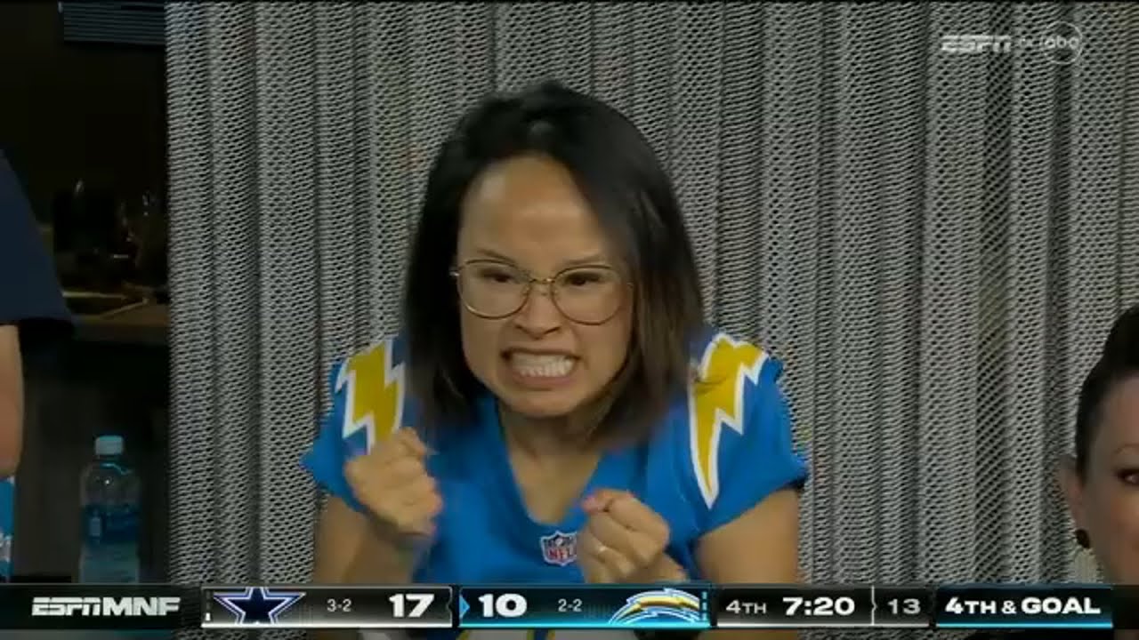 Crazed Chargers fan goes viral for wild reactions during Monday Night ...