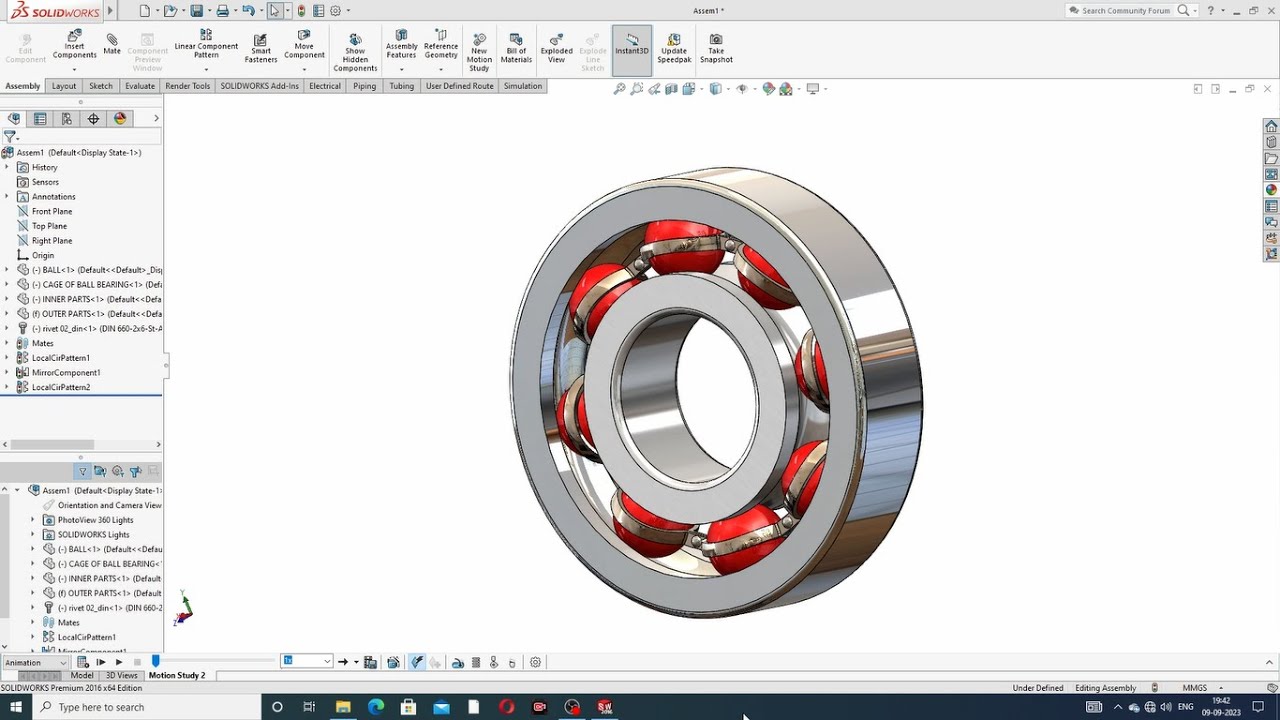 BALL BEARING PROJECT ANIMATION AND ROTATION IN SOLIDWORKS - YouTube