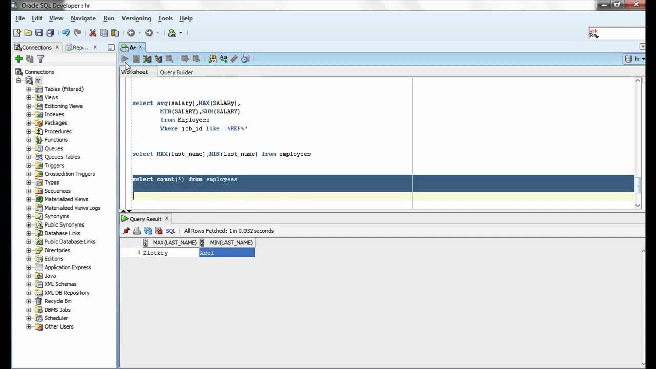 Oracle SQL Video Tutorial 29 - COUNT function - YouTube