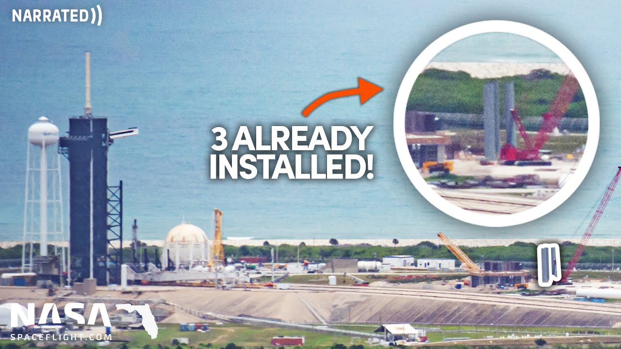 Legs Installed for SpaceX Florida Starship Launch Mount - YouTube
