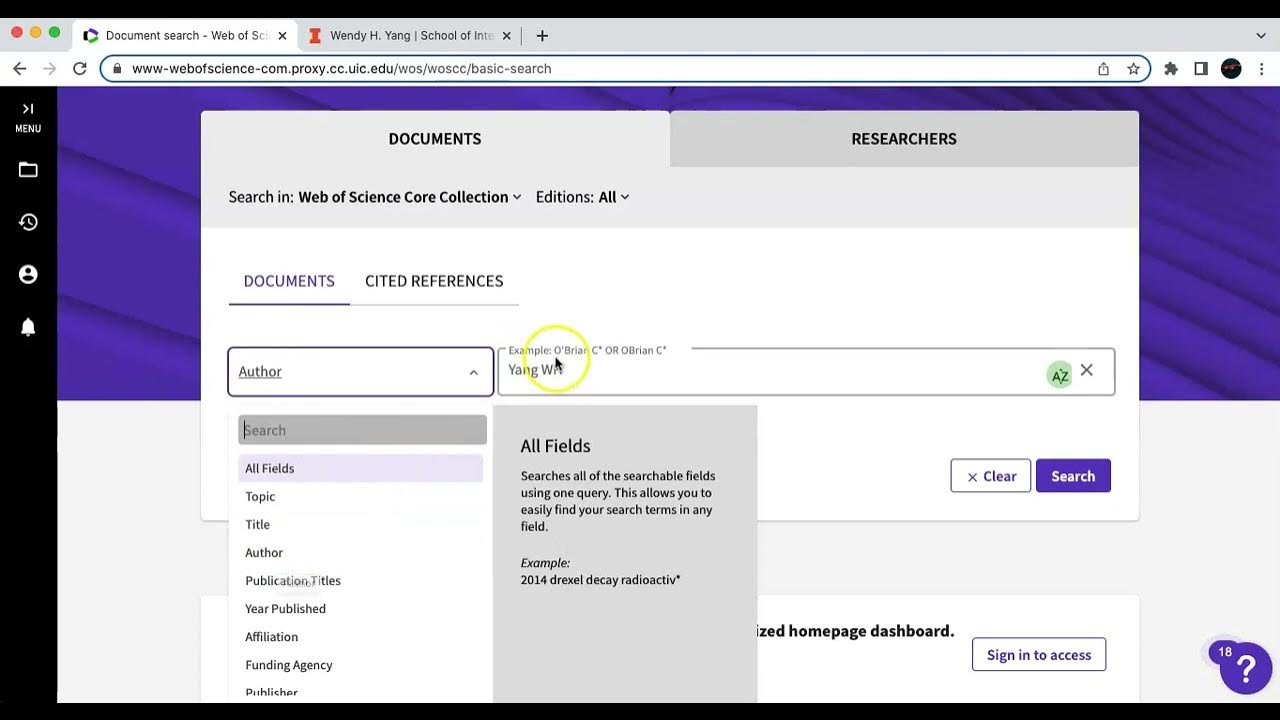 Author Searching Web of Science @ UIC - YouTube