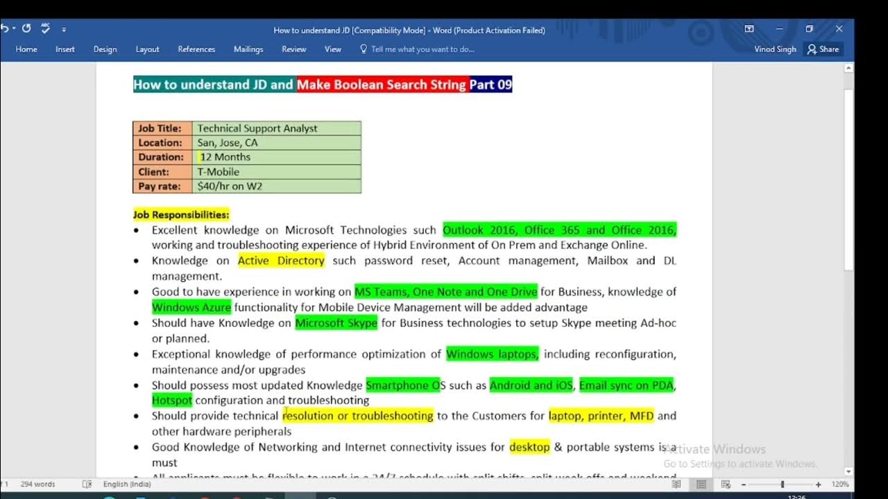 How to understand job description and make Boolean search string Part 09 | - YouTube