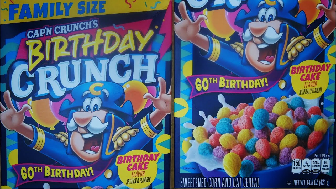 CAPN CRUNCH BIRTHDAY CAKE CEREAL REVIEW - YouTube