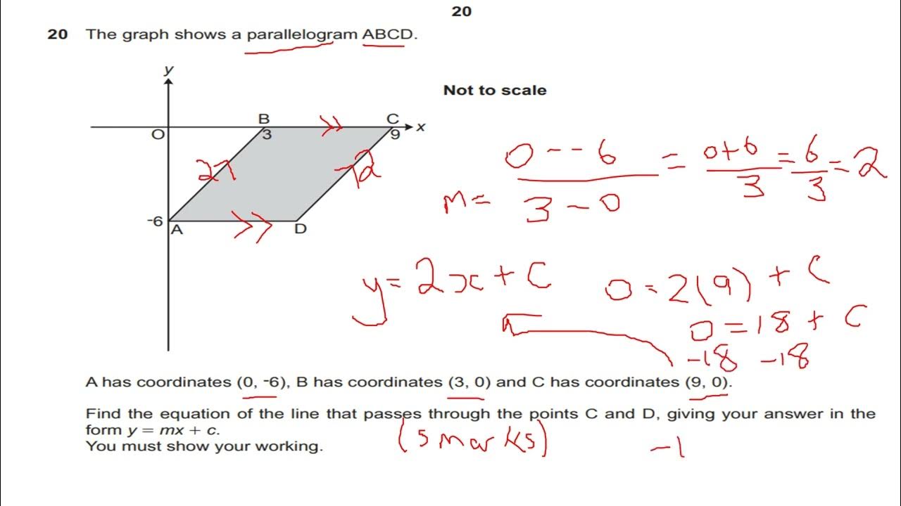GCSE 9-1 Maths Coordinate Geometry Revision OCR Paper 2 Foundation Tier ...
