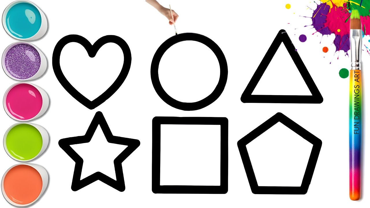 How to Draw Colorful 2D Geometric Shapes ️🟢🟨Draw and Paint Easy Step by ...