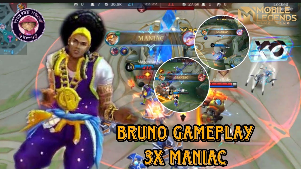 Bruno Gameplay (3x Maniac) #mobilelegends #mlbb - YouTube