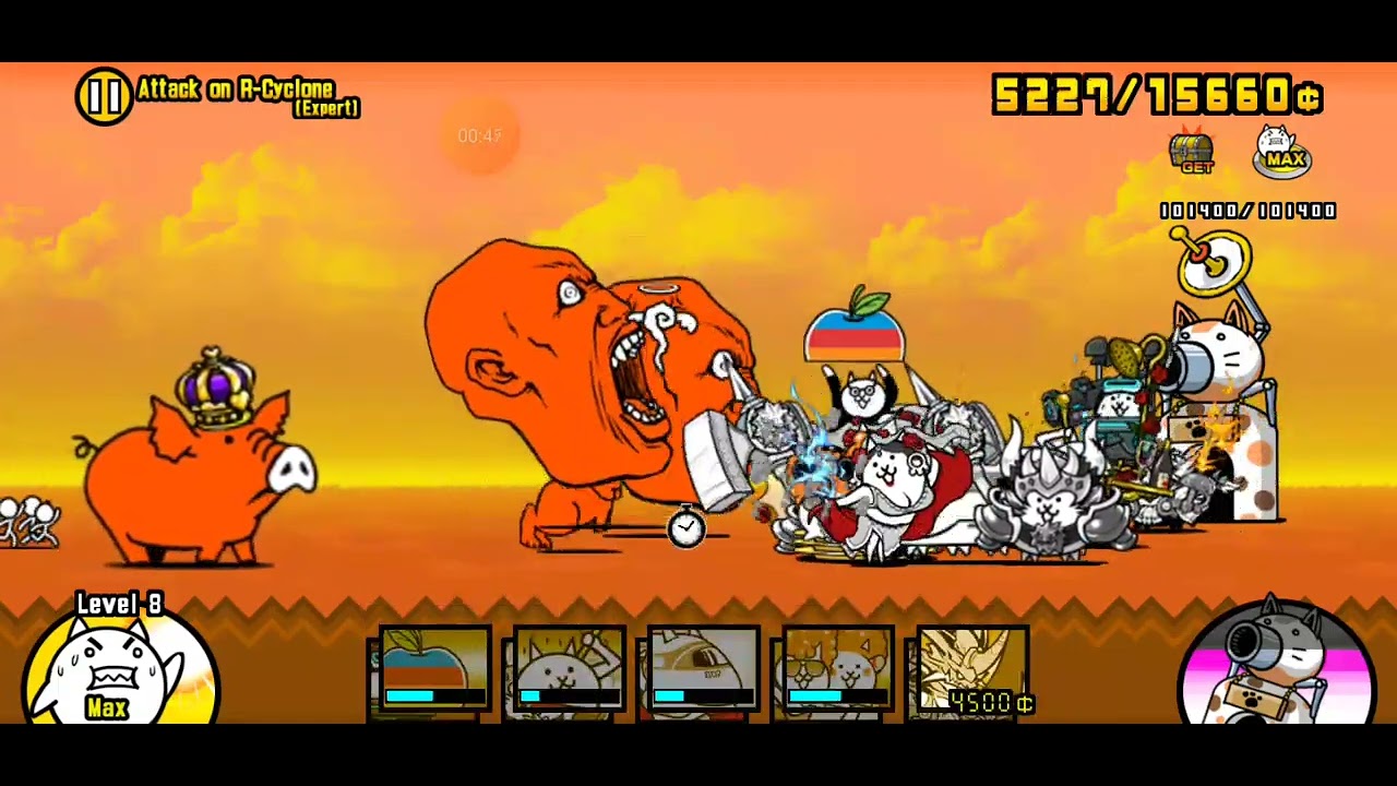 the battle cats-defeating red cyclone easily - YouTube