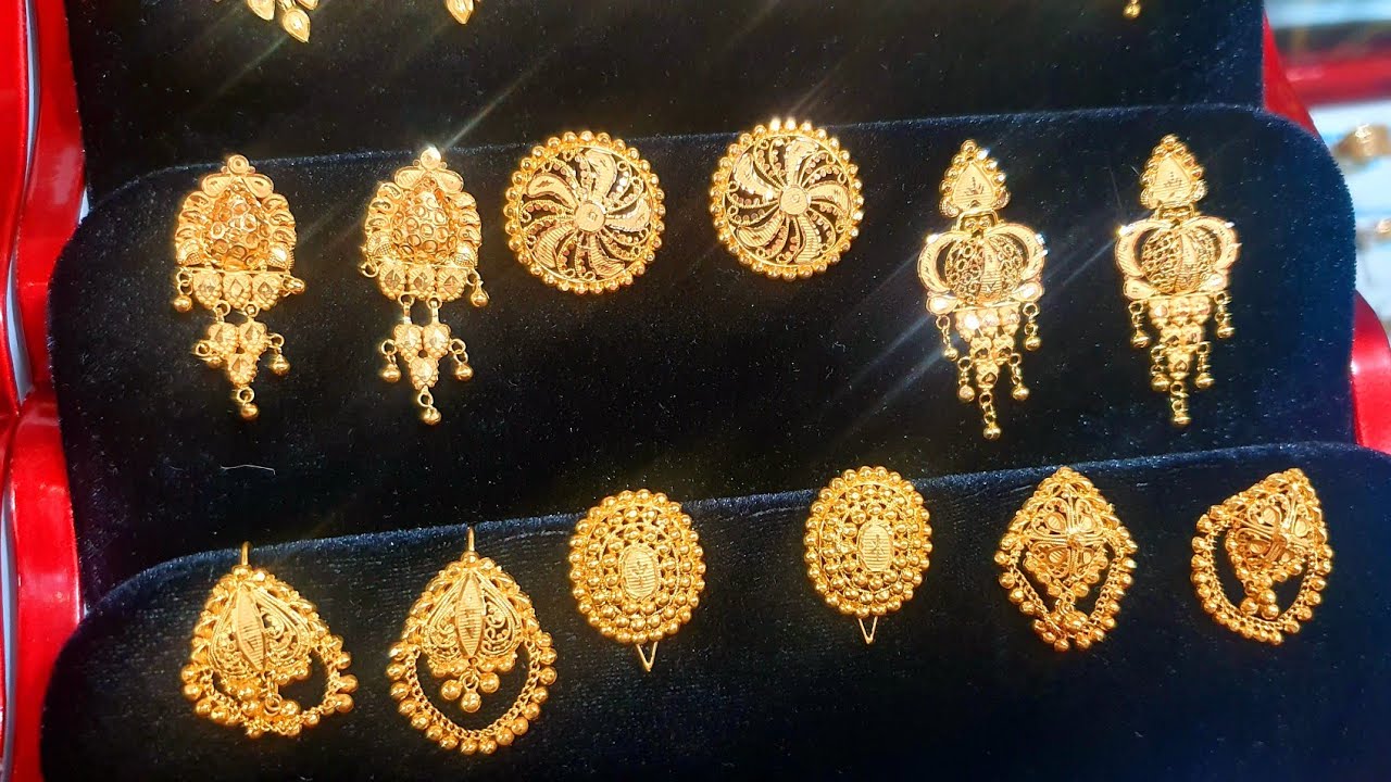 সোনার কম ওজনের অস্থির পাসা কালেকশন |kan pasa earrings - YouTube