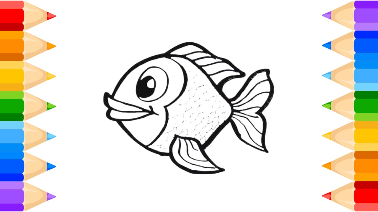 How To Draw Fish Drawing, Painting & Coloring For Kids and Toddlers ...