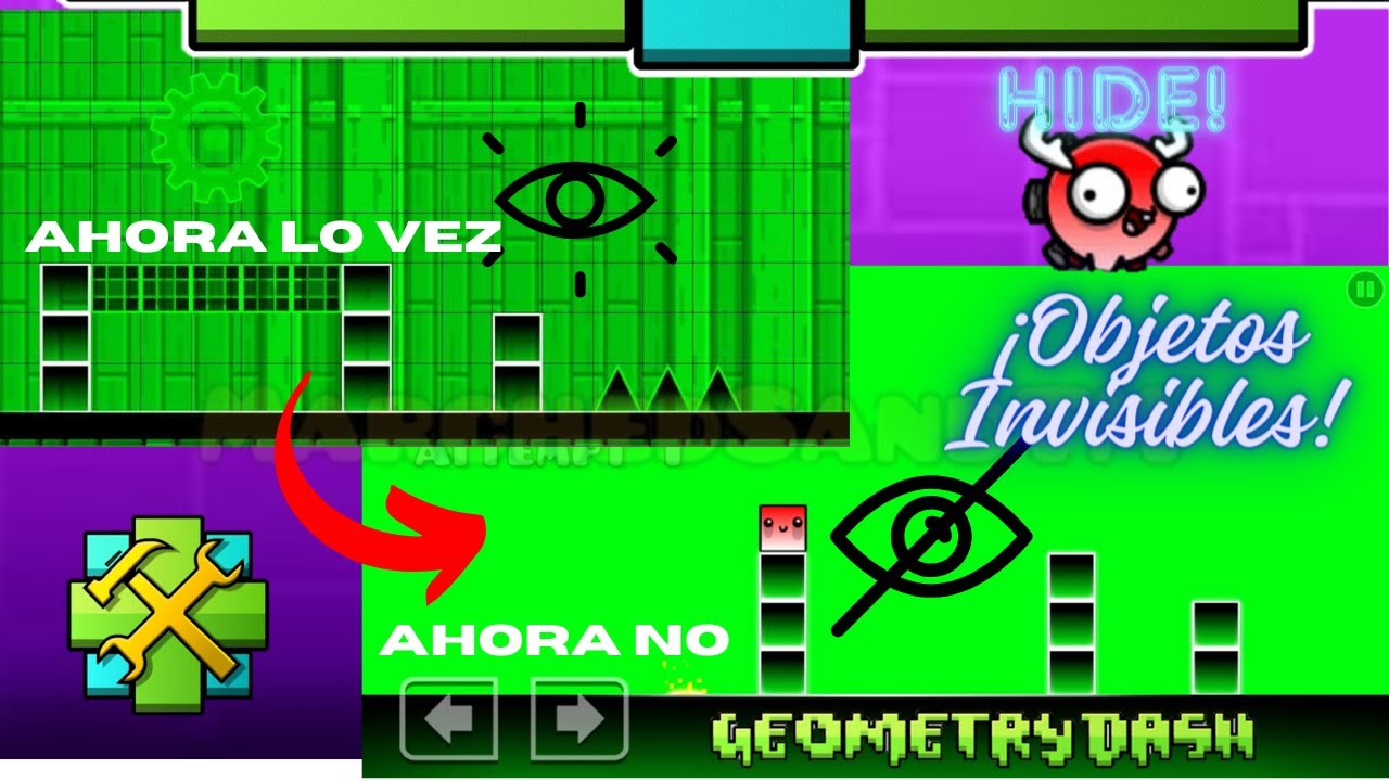 Cómo hacer objetos y obstáculos invisibles en Geometry Dash 2.2 - YouTube