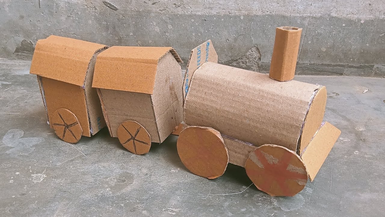 CARDBOARD RAIL || how to make cardboard rail || rail gari kease banaye ...
