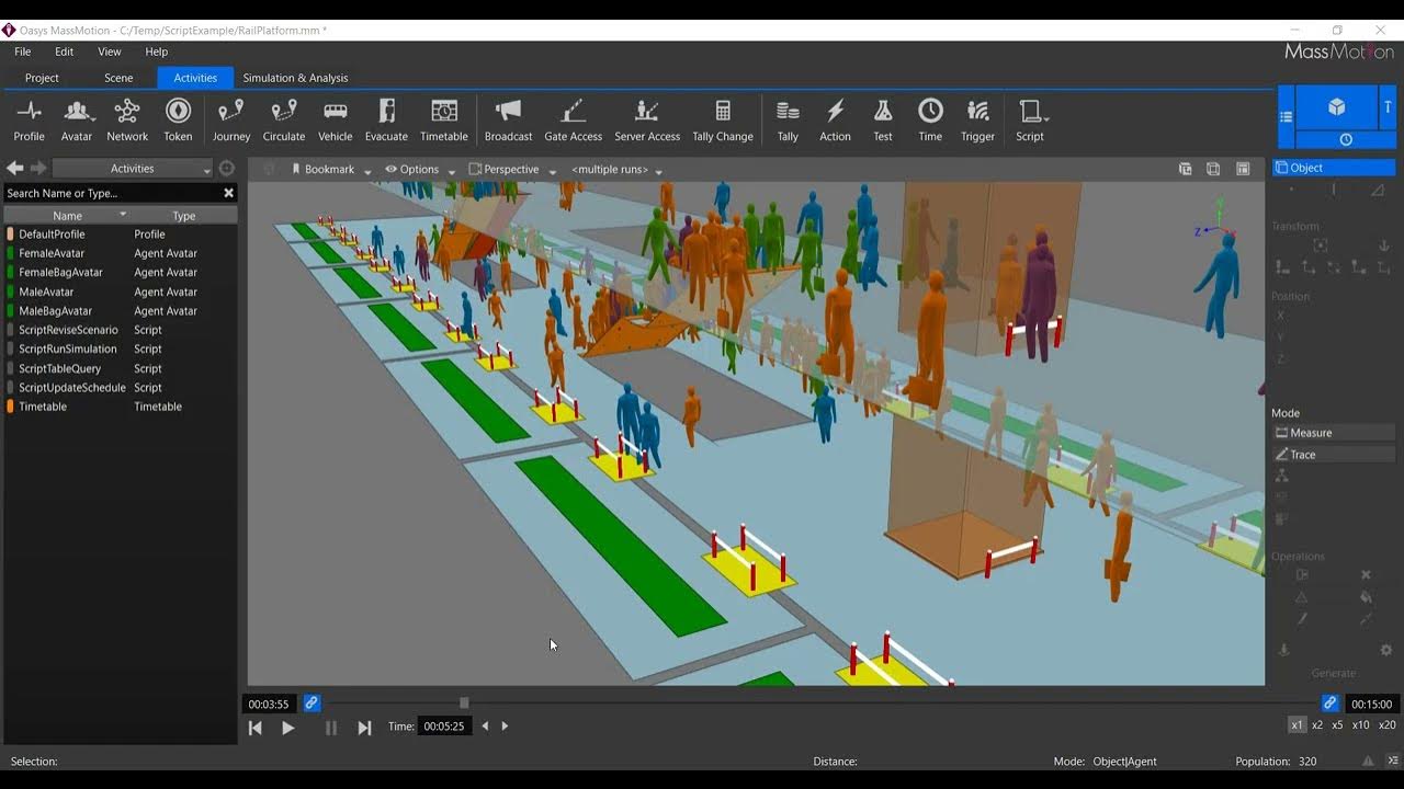 Oasys MassMotion: Rail automation model - revised model - YouTube