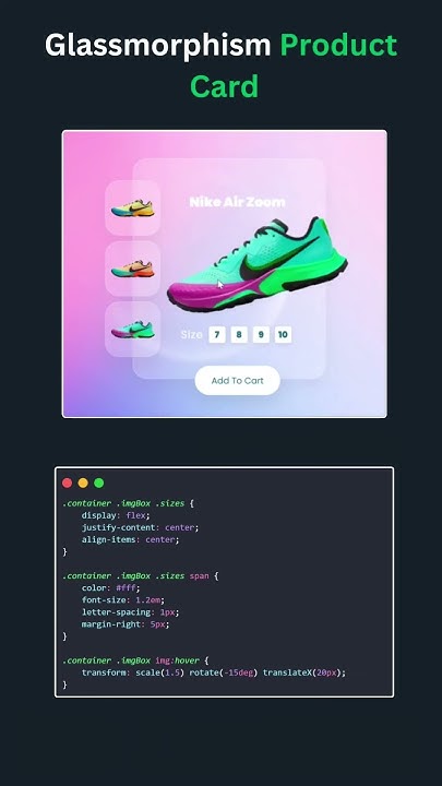 Glass Morphism Product Card Using Css Coding Webdevelopment Codehacker Python Fypシ゚viral 