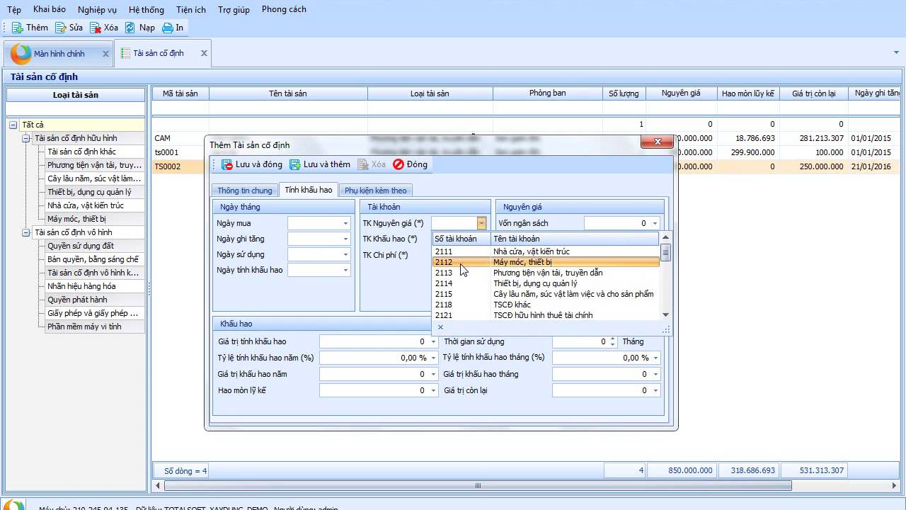 Hướng dẫn khai báo tài sản cố định trong phần mềm kế toán Totalsoft - YouTube