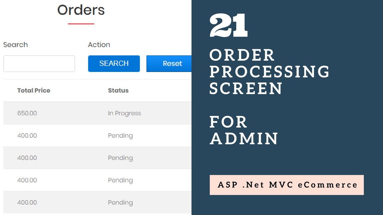 Orders Processing Screen for Admin in ASP .Net MVC - Session 21 - YouTube