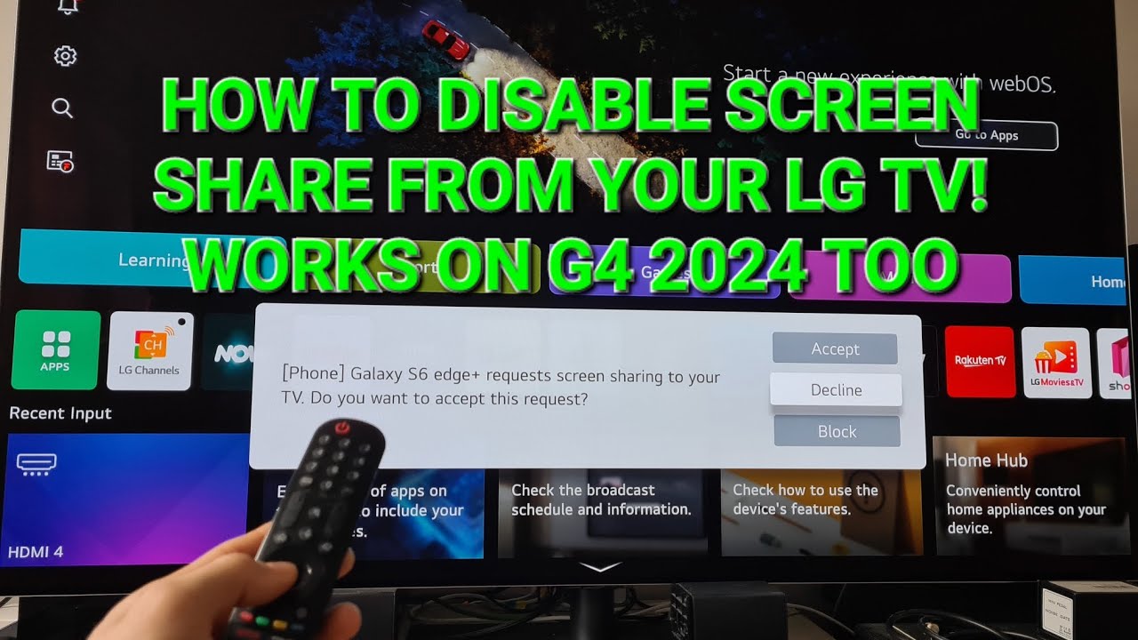 LG TV G4 How to permanently disable screen share - YouTube