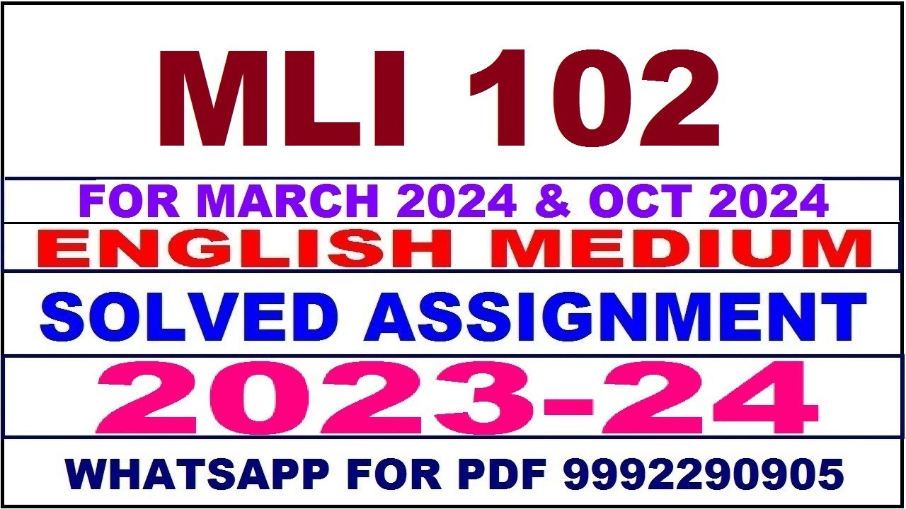 mli 102 solved assignment 2023-24 | mli 102 solved assignment in english 2024 | mli 102 2024 ...