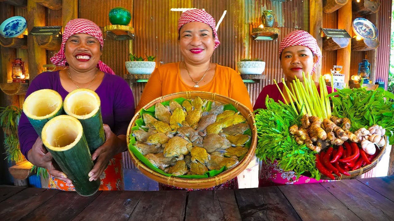 Frogs Soup in Bamboo Recipe Most Yummy Cooking Food - YouTube