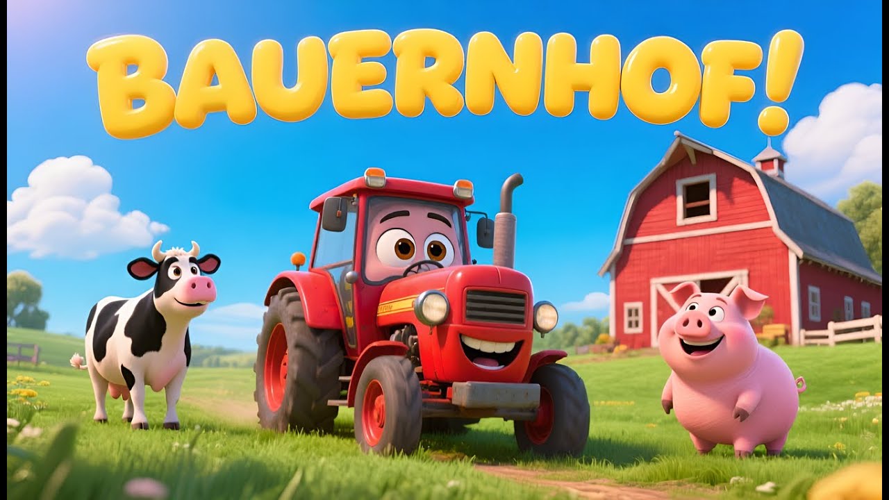 Der rote Traktor 🚜🐮 | Tiere füttern auf dem Bauernhof | Kinderlieder ...